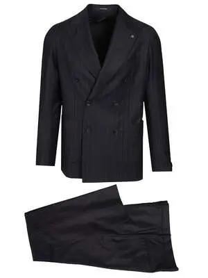 Tagliatore Double-breasted Pinstriped Suit - Blue