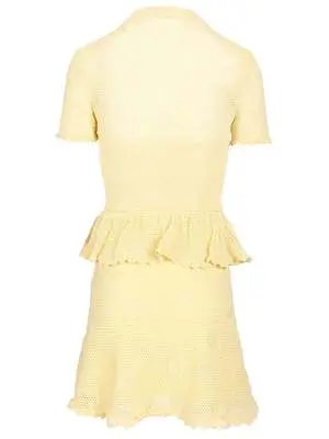 SELF-PORTRAIT Crochet Mini Dress With Floral Motifs And Peplum Waist