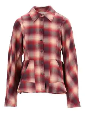GANNI Checked Flannel Shirt - Red