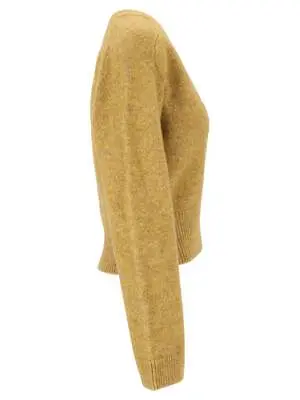 GANNI Melange Mohair Deep V-neck Sweater