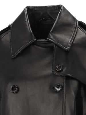 Burberry Mayfair Cropped Leather Trench Jacket