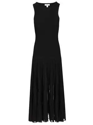 Alaïa Pleated Sheer Knit Midi Dress