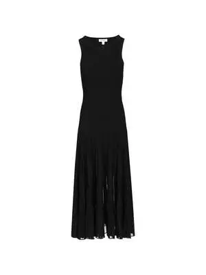 Alaïa Pleated Sheer Knit Midi Dress