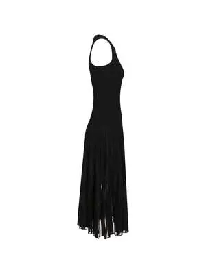 Alaïa Pleated Sheer Knit Midi Dress