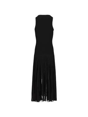 Alaïa Pleated Sheer Knit Midi Dress