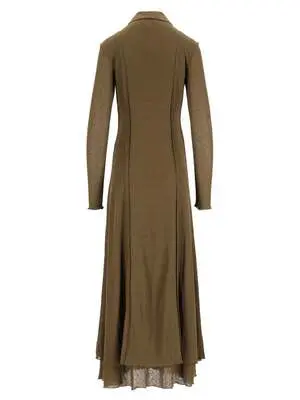 GANNI Long Sleeve Gauze Dress With Button Front
