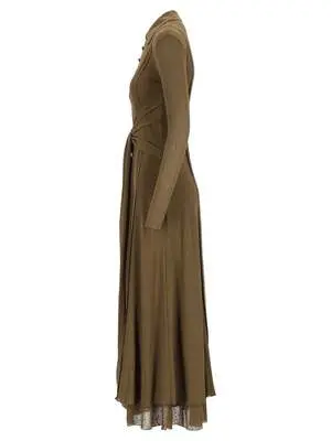 GANNI Long Sleeve Gauze Dress With Button Front
