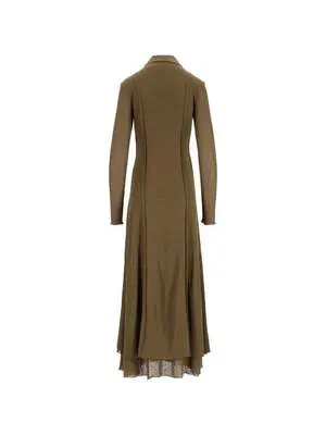 GANNI Long Sleeve Gauze Dress With Button Front