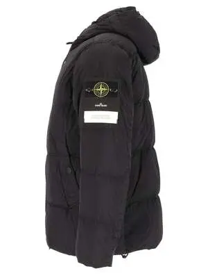 Stone Island Padded Down Jacket With Hood - Black