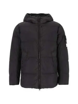 Stone Island Padded Down Jacket With Hood - Black