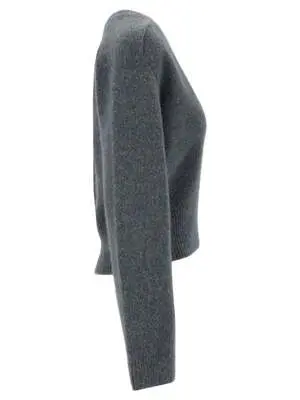GANNI Melange Mohair Deep V-neck Sweater - Blue