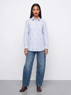 Etro Striped Floral Jacquard Cotton Shirt