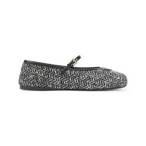 Prada Textured Wool Ballerinas With Mary Jane Strap - White