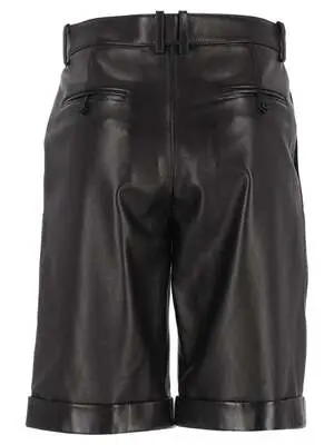 Saint Laurent Lambskin Leather Bermuda Shorts - Black
