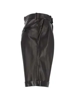 Saint Laurent Lambskin Leather Bermuda Shorts - Black