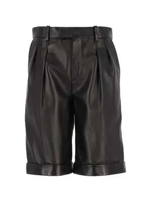 Saint Laurent Lambskin Leather Bermuda Shorts - Black