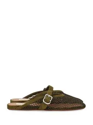 Alaïa Mesh Mule With Buckled Strap - Green