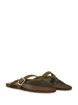 Alaïa Mesh Mule With Buckled Strap - Green