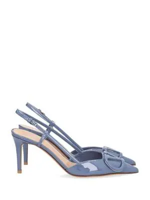 Valentino Garavani Vlogo Signature Patent Leather Slingback Pumps - Blue