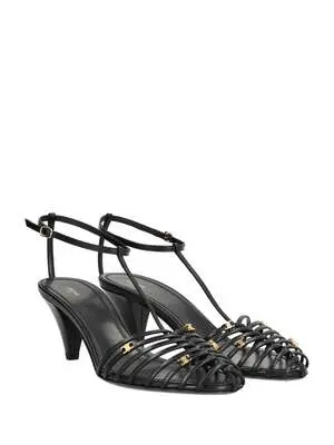 Celine Cage Sandal" Leather High Heel - Black