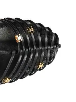 Celine Cage Sandal" Leather High Heel - Black