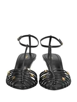 Celine Cage Sandal" Leather High Heel - Black