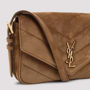 Saint Laurent Suede Lou Lou Shoulder Bag - Brown