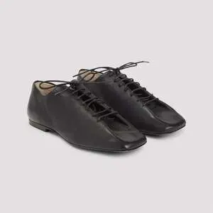 LEMAIRE Souris Flat Classic Black Calf Leather Derbies