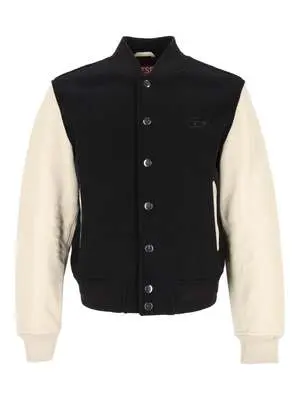 DIESEL® Wool And Leather Blend Bomber Jacket - Multicolor