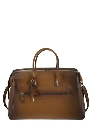 Santoni Leather Holdall With Shaded Finish - Brown
