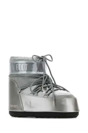 Moon Boot Silver Satin Icon Low Ankle Boots - Orange
