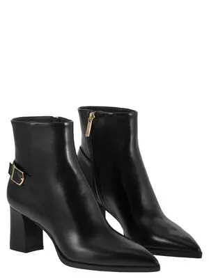 Santoni Elly65 Leather Ankle Boots With Block Heel