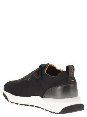 Santoni Textile And Leather Trainers With Raised Sole