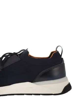 Santoni Textile And Leather Trainers With Raised Sole