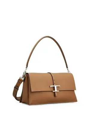 TOD'S T Timeless Small Leather Flap Bag - Brown
