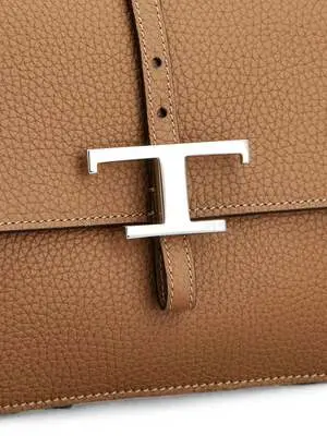 TOD'S T Timeless Small Leather Flap Bag - Brown