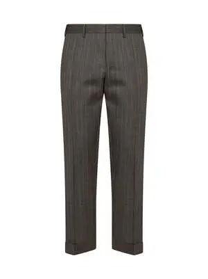 Dries Van Noten Cement Chevron Wool Philip Tailored Trousers