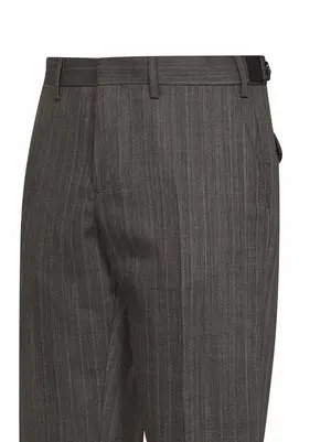 Dries Van Noten Cement Chevron Wool Philip Tailored Trousers