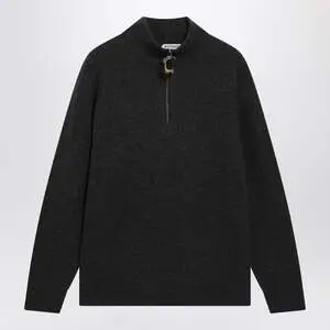 JW Anderson Dark Grey Half-zip Sweater In Wool Blend - Gray