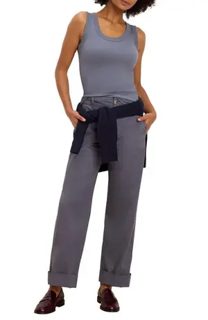NIC+ZOE Ribbed Scoop Neck Tank - Bluestone