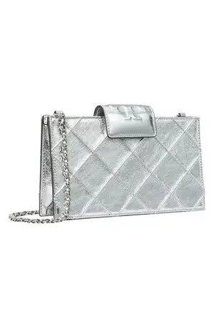 Tory Burch Mini Fleming Quilted Leather Wallet On A Chain
