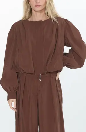 CIEBON Donna Balloon Sleeve Bomber Jacket
