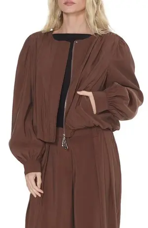 CIEBON Donna Balloon Sleeve Bomber Jacket