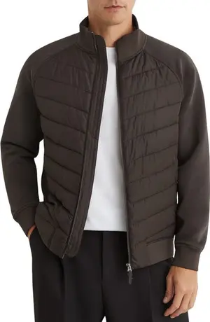 REISS Calvorn Quilted Hybrid Jacket