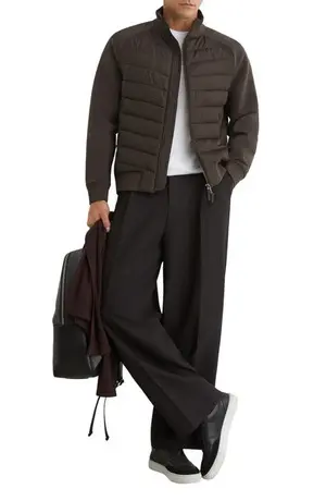 REISS Calvorn Quilted Hybrid Jacket