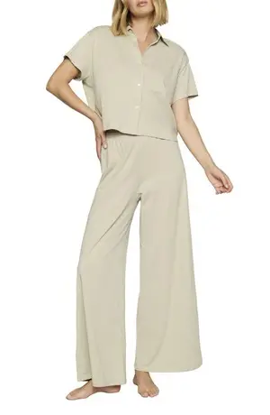 Eberjey Pima Cotton Short Sleeve Pajamas - Sandstone