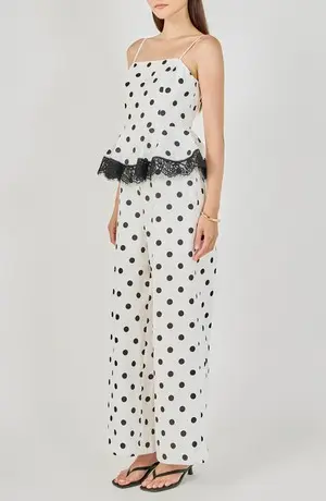 Endless Rose Polka Dot Peplum Jumpsuit
