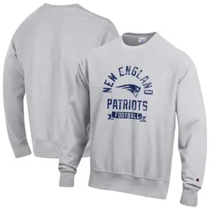 Champion New England Patriots Reverse Weave Fleece Pullover Sweatshirt - Heather Gray