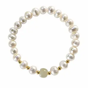 ORIGIN OF HEARTS Origin Of Hearts Marina Bracelet - Freshwater Pearl & Natural Hetian Jade White