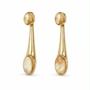BY OZGE Gold / Pink Champagne Enamel Drop Gold Plated Earrings Blush - Gold/pink